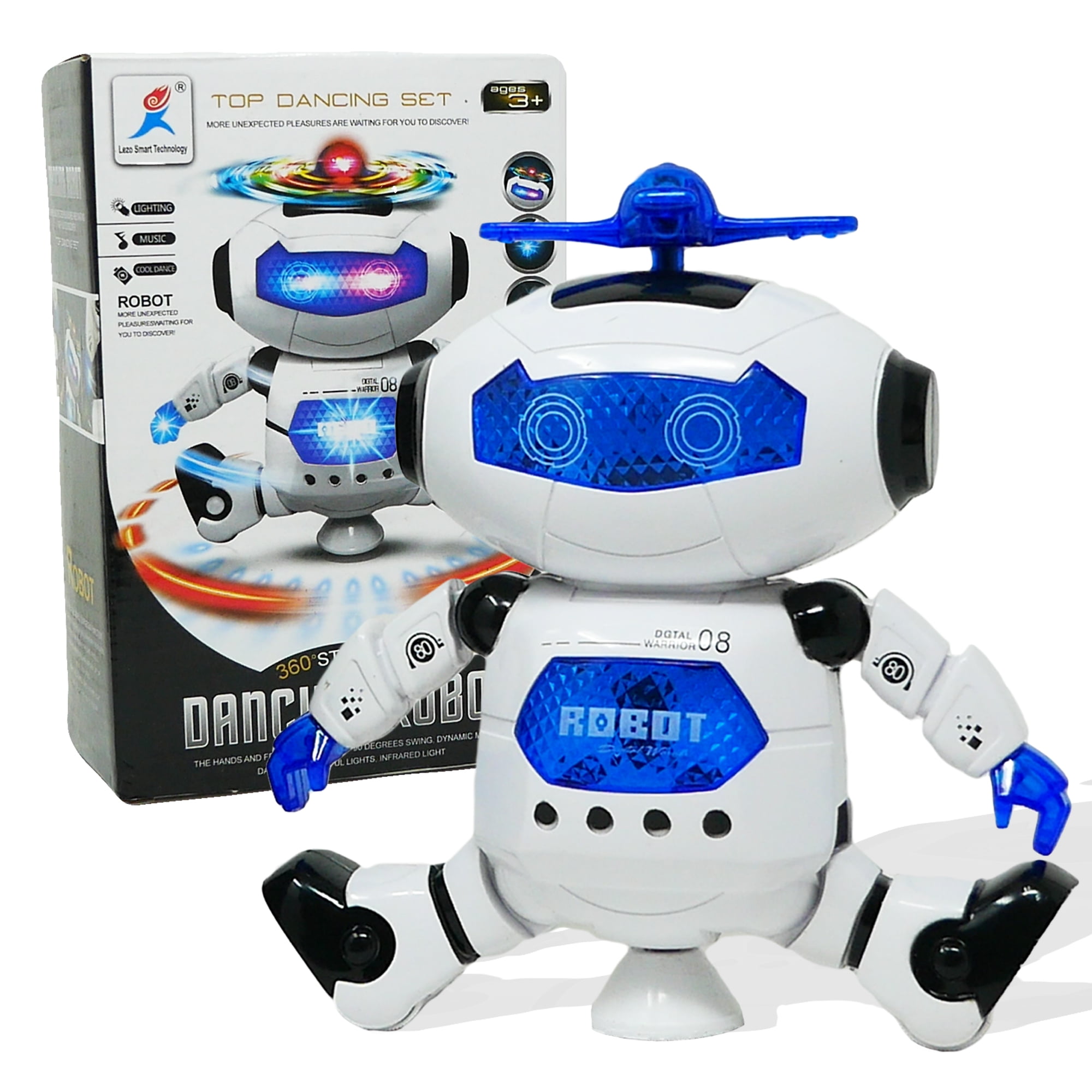 Dancing Robot Toy with Lights and Sound 360 Degree LED Spinning Kids ...