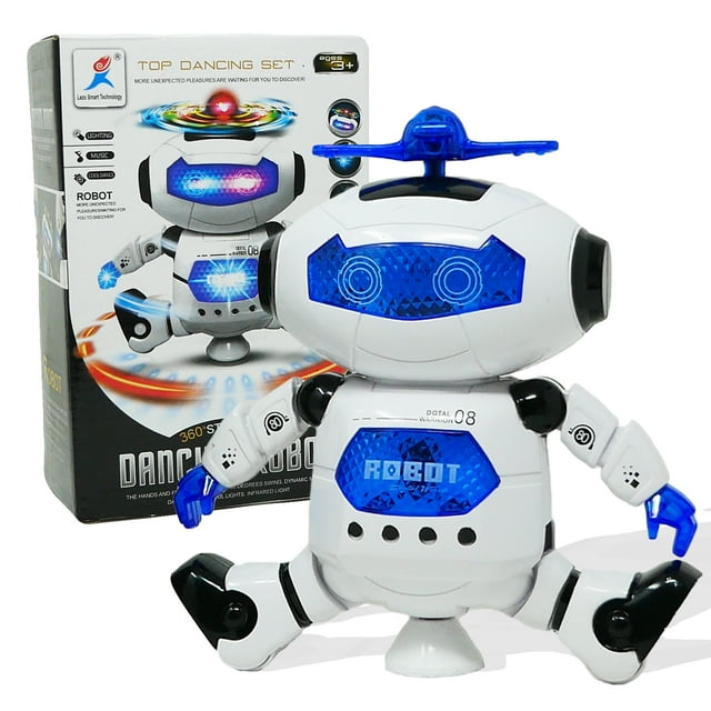 Dancing Robot Toy with Lights and Sound 360 Degree LED Spinning Kids ...