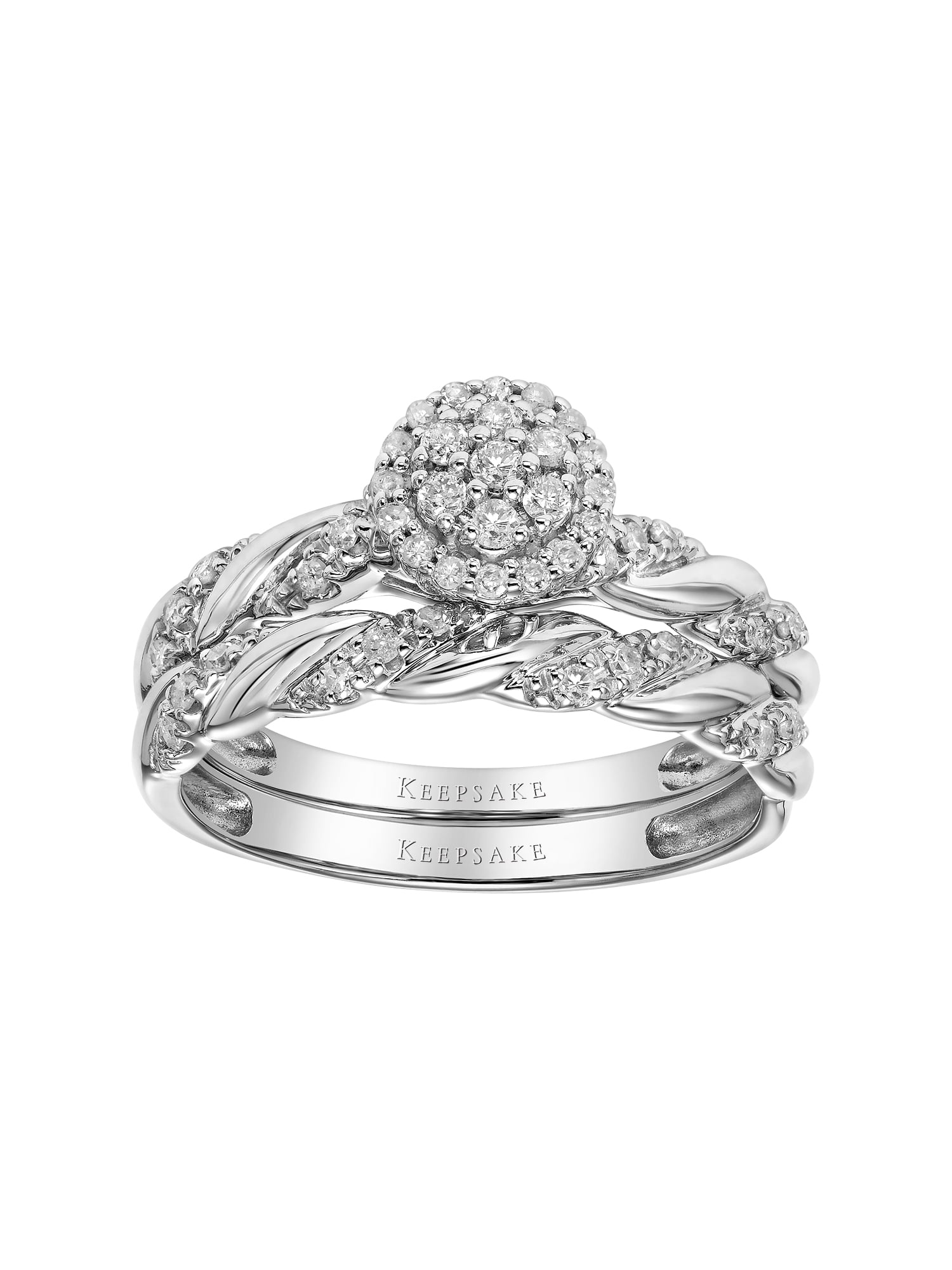 Dancing Round 1/4 Carat T.W. Certified Diamond 10kt White Gold Bridal ...