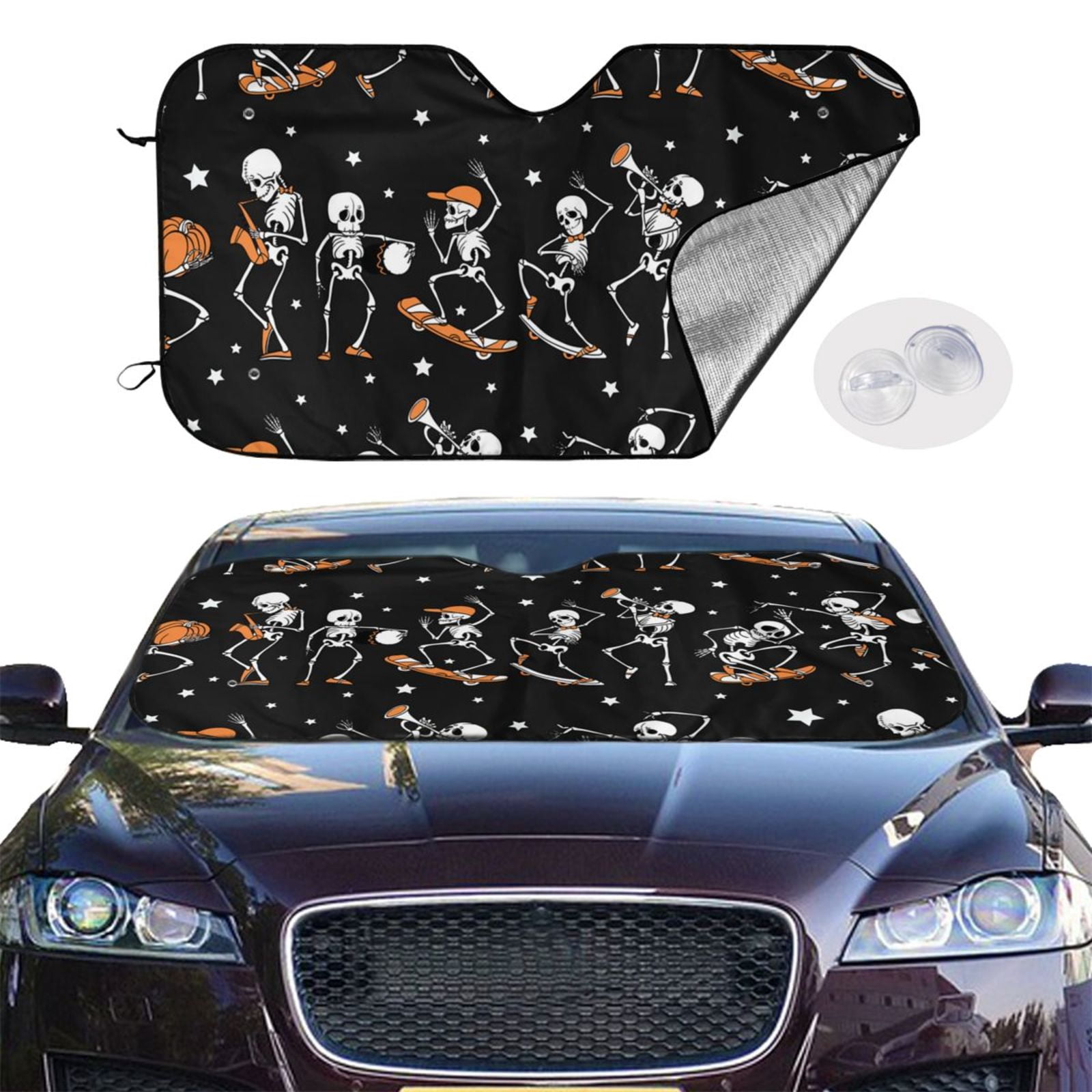 Dancing Skateboarding Skull Skateboard Windshield Sunshade Sun Shade ...