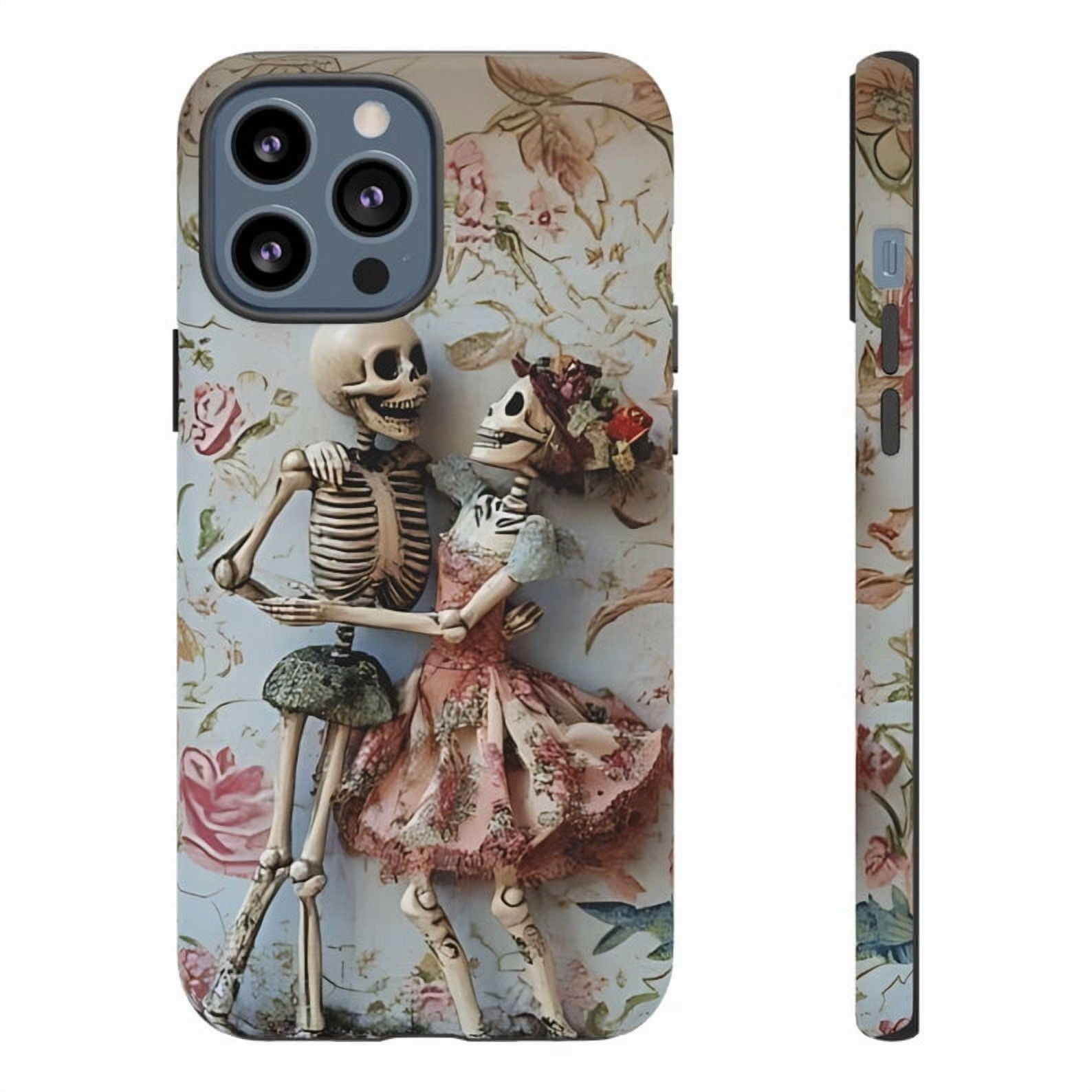 Dancing Skeleton Cottagecore Phone Case – Vintage Floral Art for iPhone ...