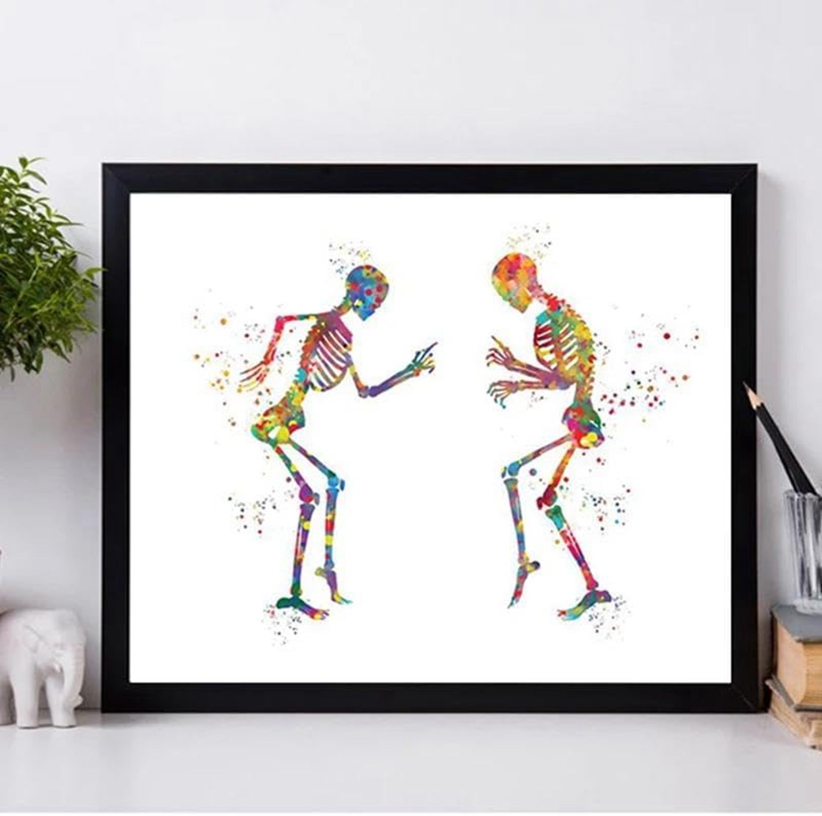 Dancing Skeleton Funny Picture Canvas Painting, Human Anatomy Wall Art ...