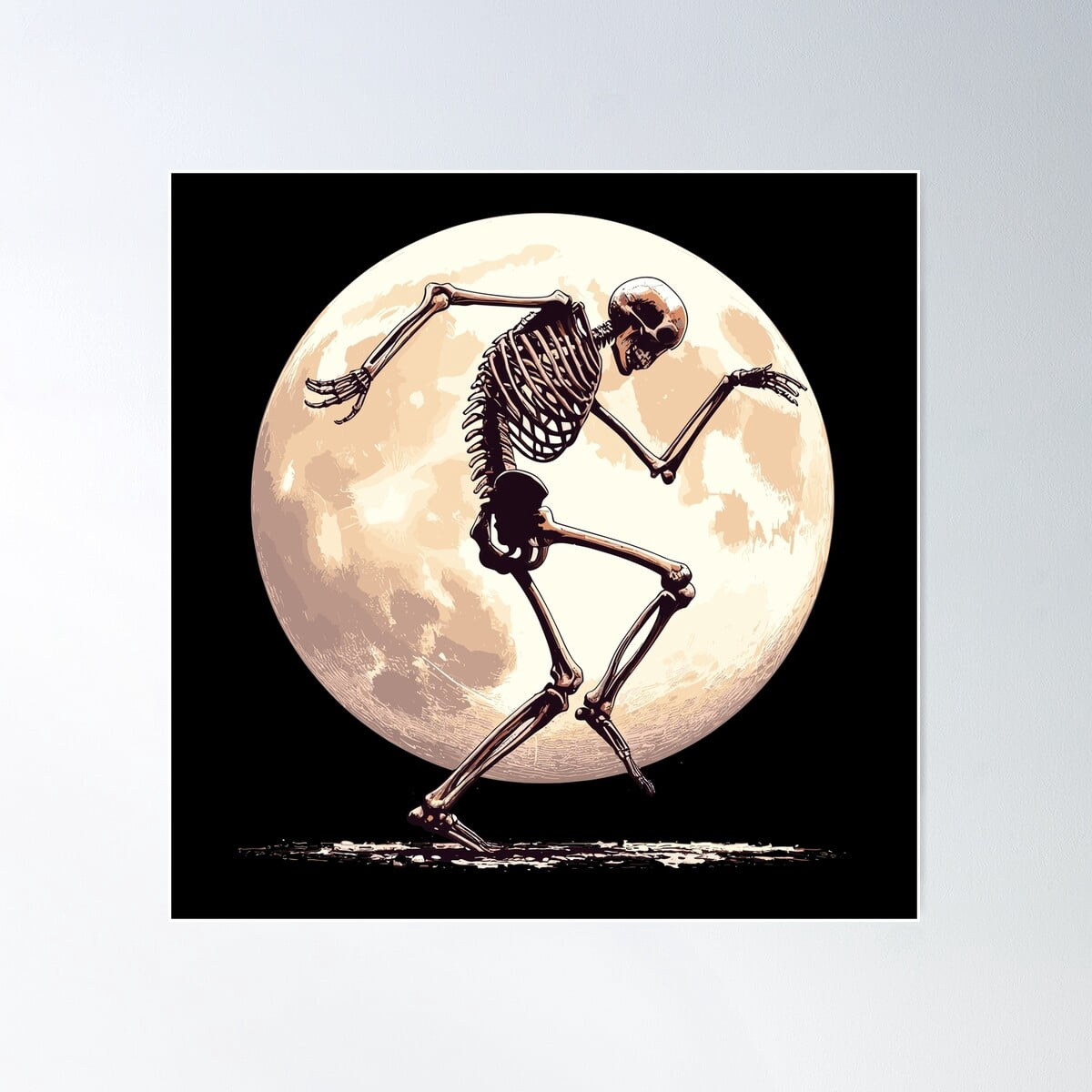 Dancing Skeleton In The Full Moon Poster Wall Art, Modern Wall Decor ...