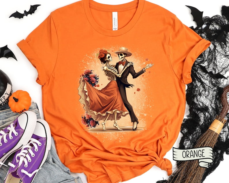 Dancing Skeleton Shirt,Dia de los Muertos 2025 shirt,Floral Skull ...
