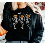 Dancing Skeleton Shirt, Funny Pumpkin Skeleton Halloween Skeleton Shirt ...