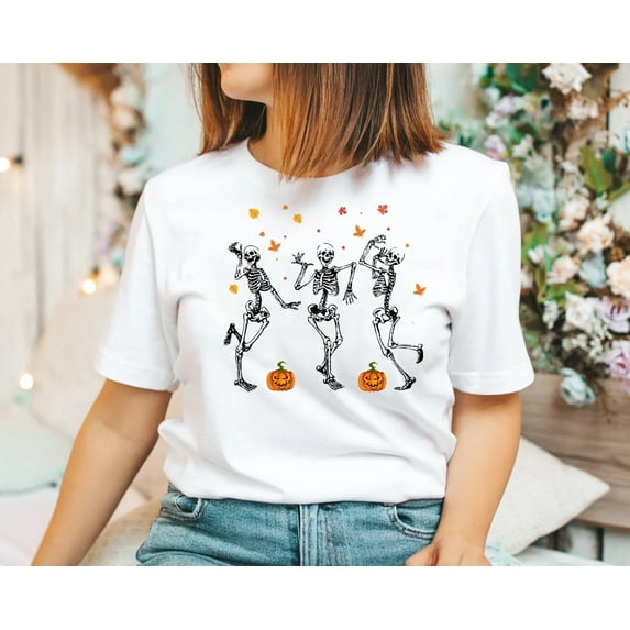 Dancing Skeleton T-Shirt, Pumpkin Shirt, Skeleton And Pumpkin T-Shirt ...
