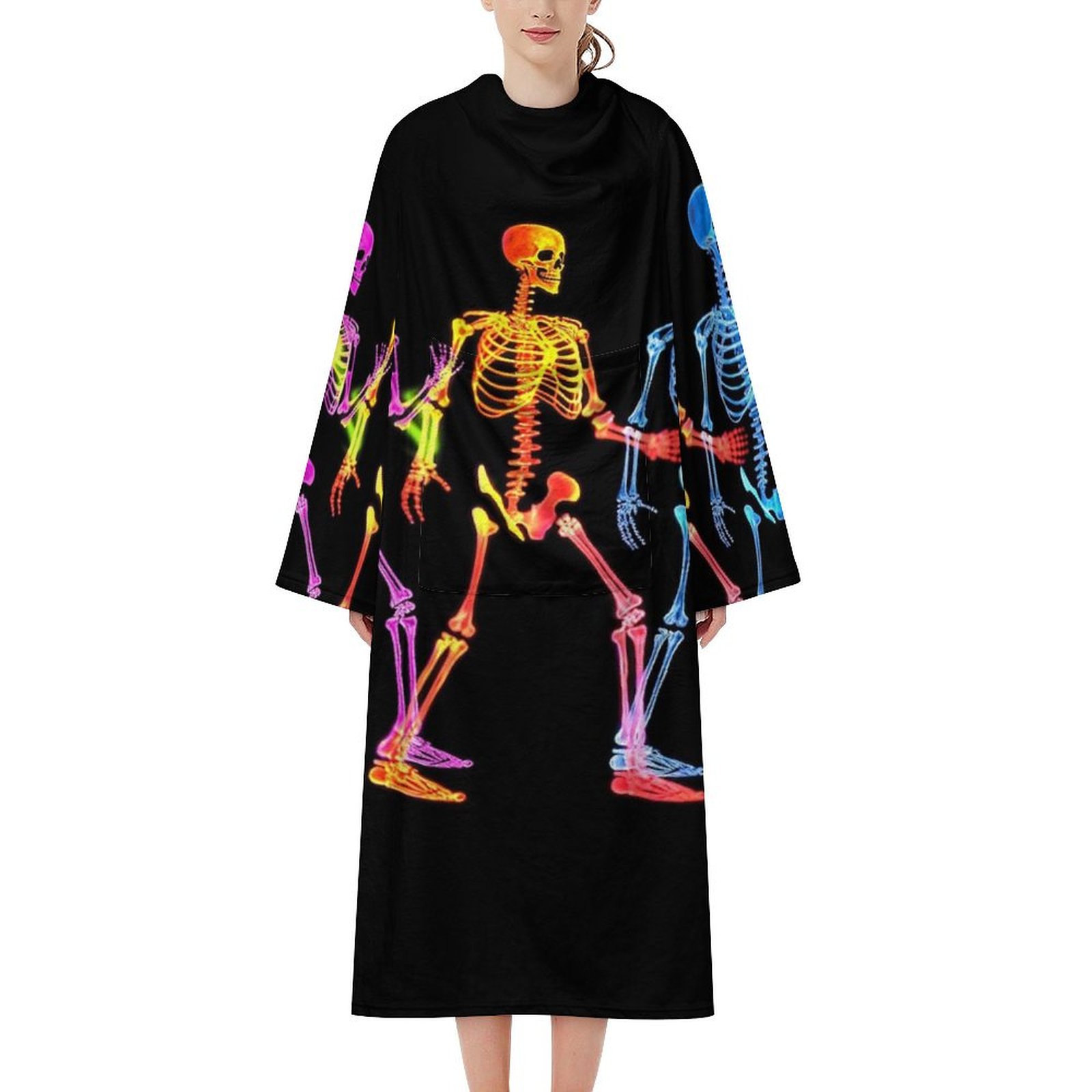 Dancing Skeletons Bathrobe Plush Bathrobe Cozy Unisex Winter Bathrobe ...