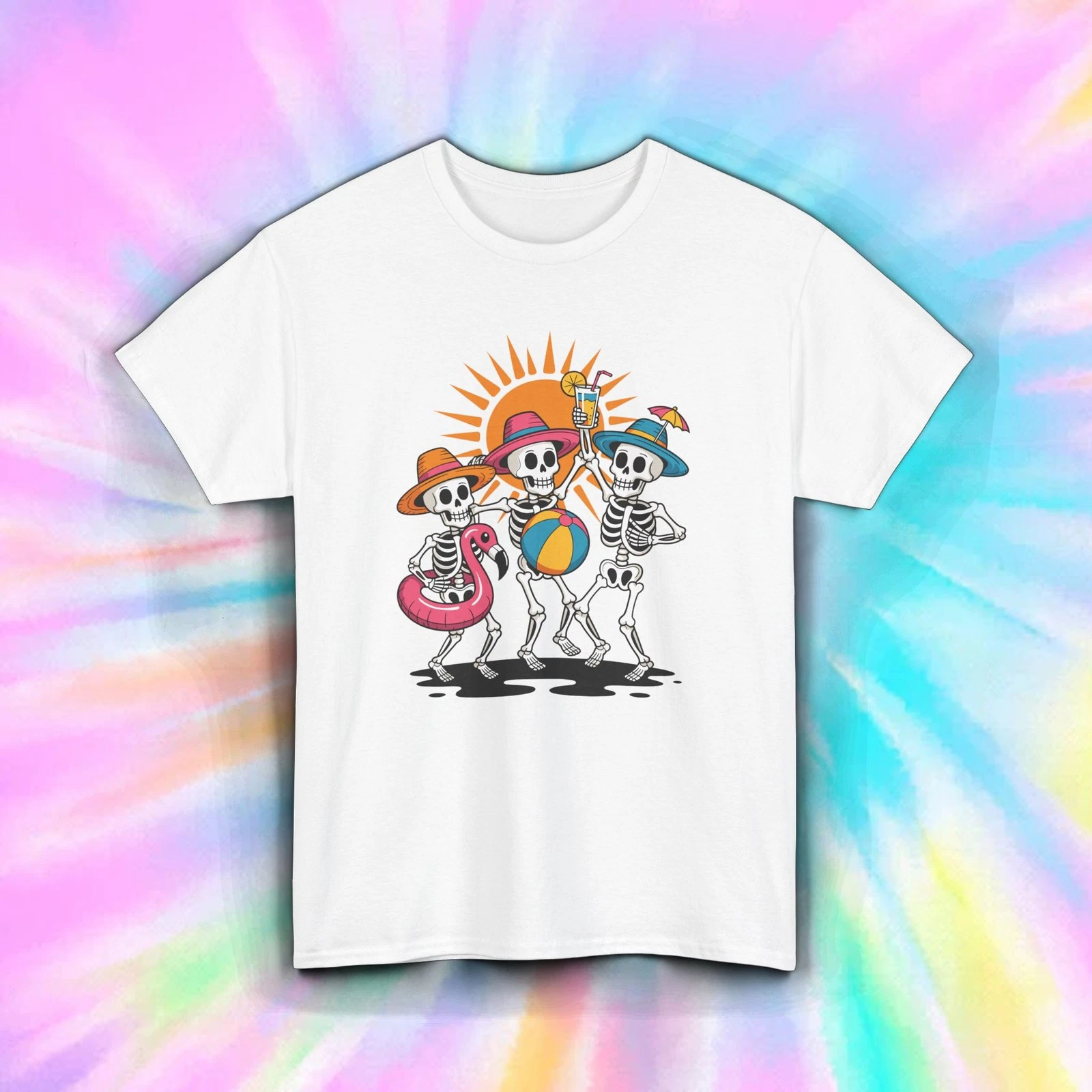 Dancing Skeletons Beach Vacation Summer Party Funny Unisex T-Shirt up ...