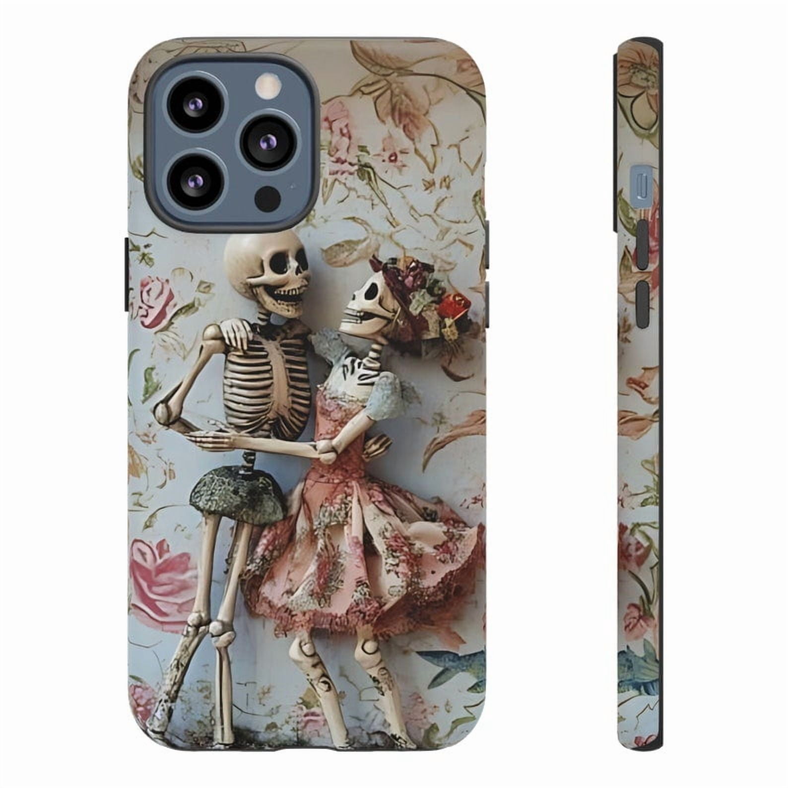 Dancing Skeletons Boho Vintage Floral iPhone Case for iPhone 11 12 13 ...