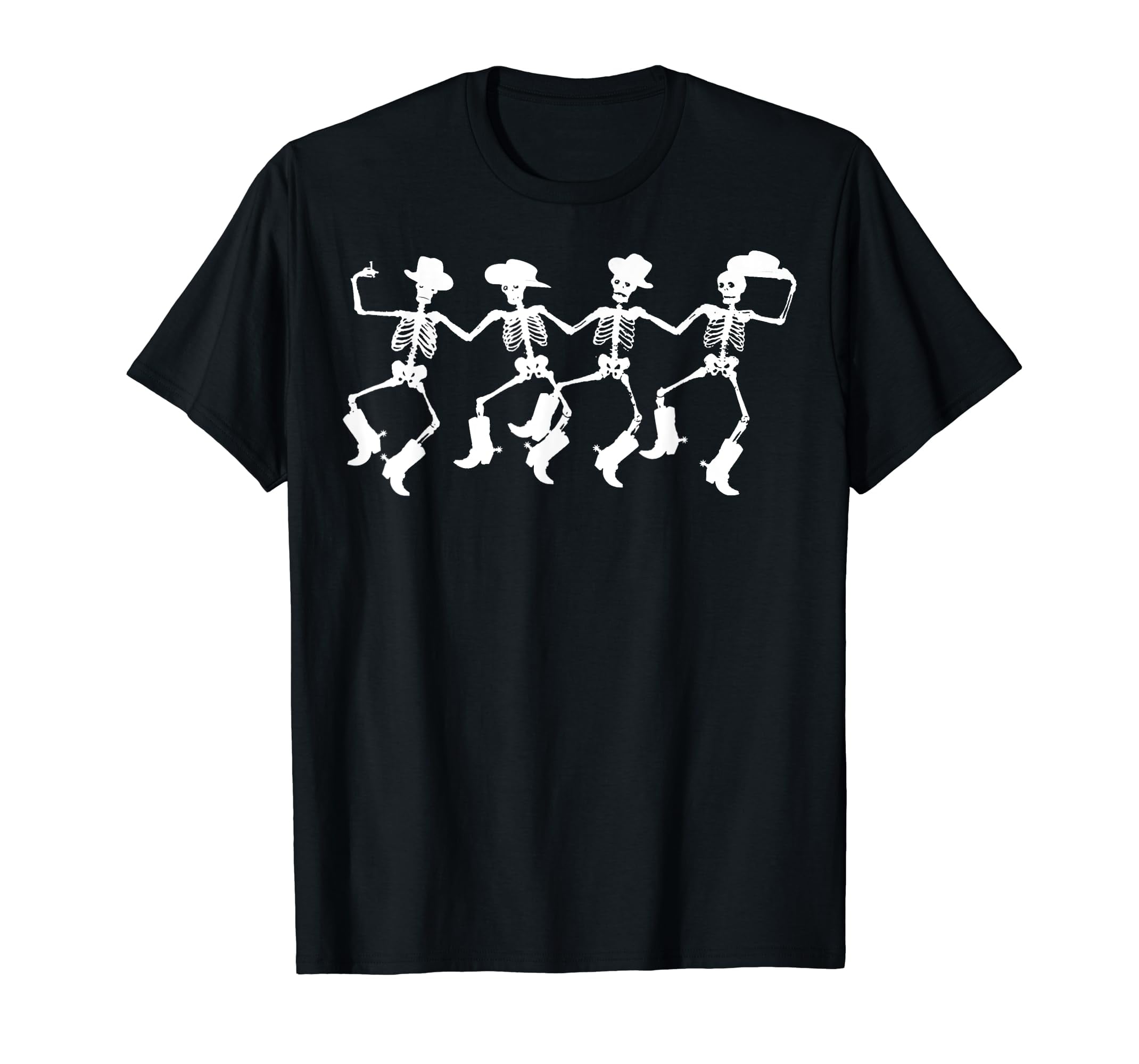 Dancing Skeletons Cowboys Western Funny Halloween Costume T-Shirt Black ...