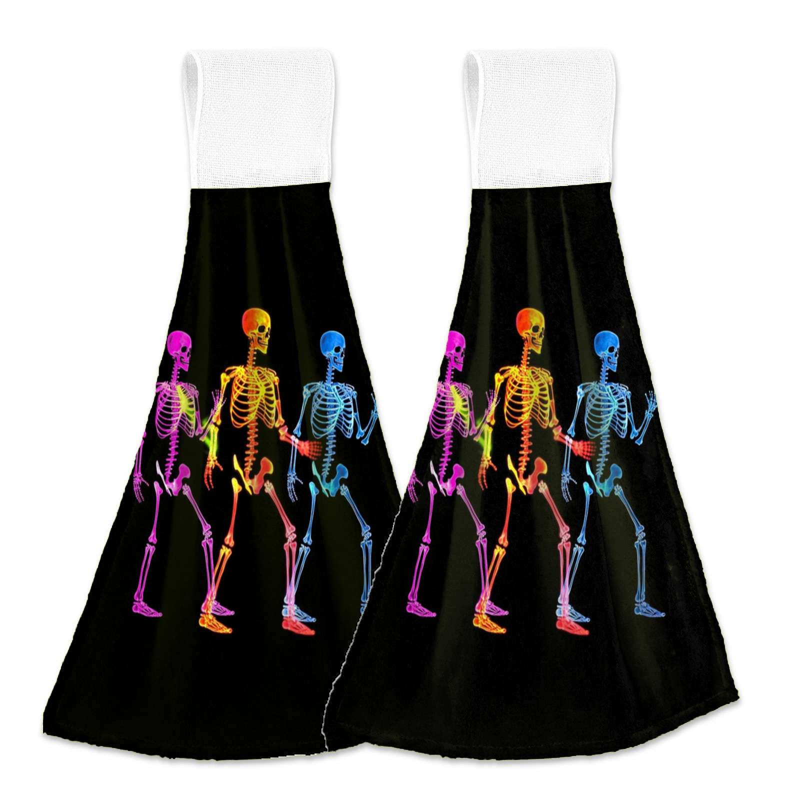 Dancing Skeletons Hanging Kitchen Hand Towels Sets with Loop Hand ...