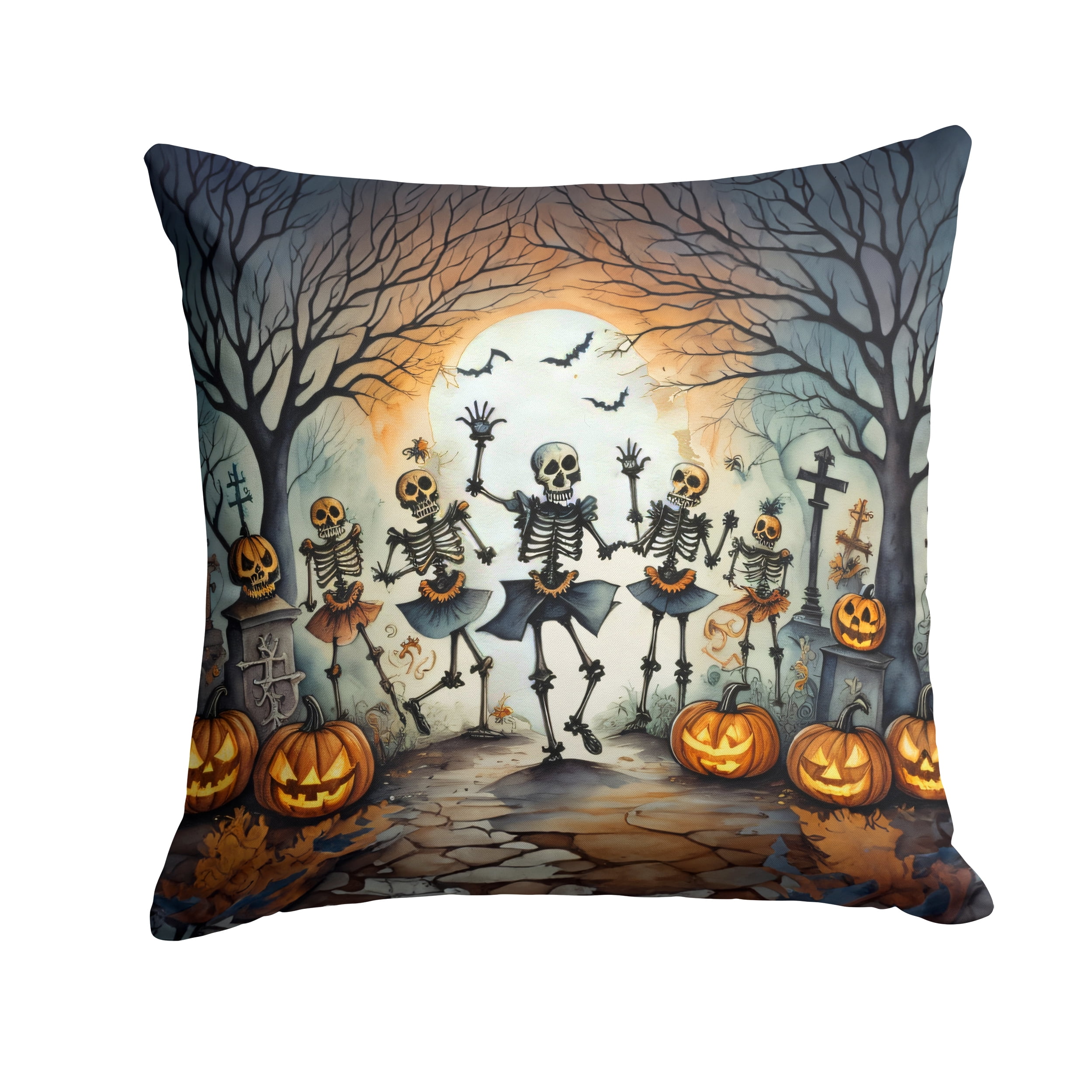 Dancing Skeletons Spooky Halloween Fabric Decorative Pillow 14 in x 14 ...