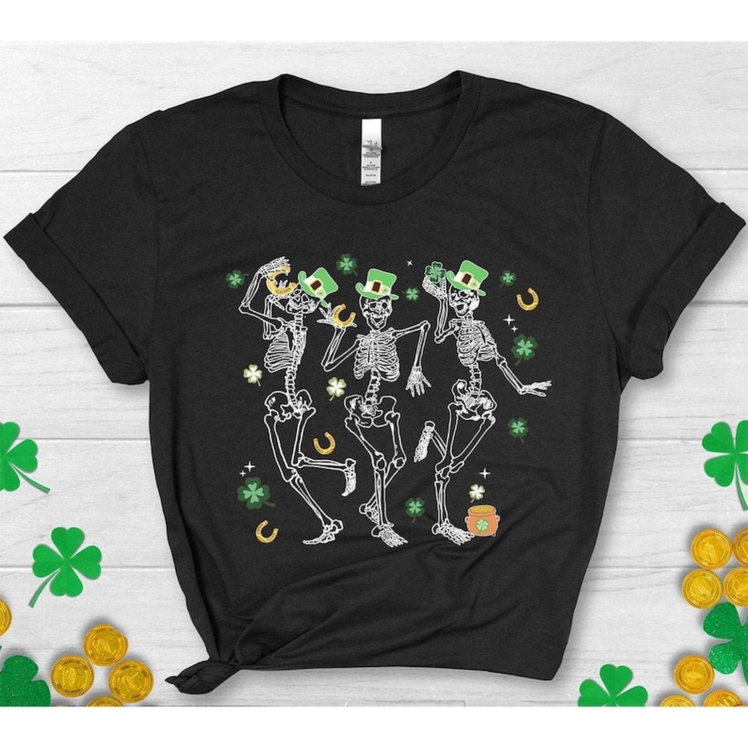 Dancing Skeletons St. Patrick's Dahirt, Luckkeleton T1EE, Funnkeleton ...