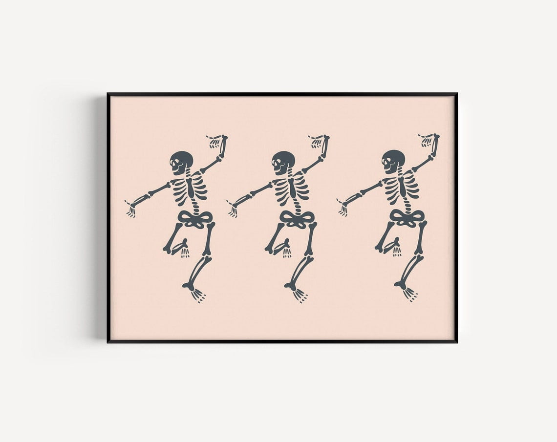 Dancing Skeletons Wall Art, Decor, Gothic Wall Art, Spooky Art ...
