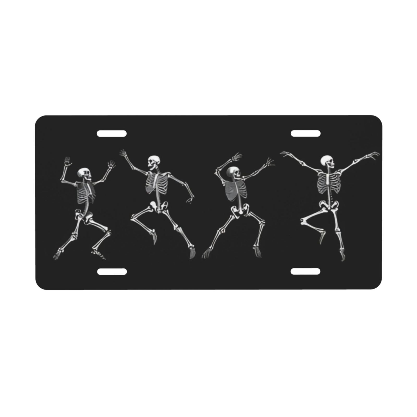 Dancing Spooky Skeletons License Plate with 4 Holes,Novelty Aluminum ...