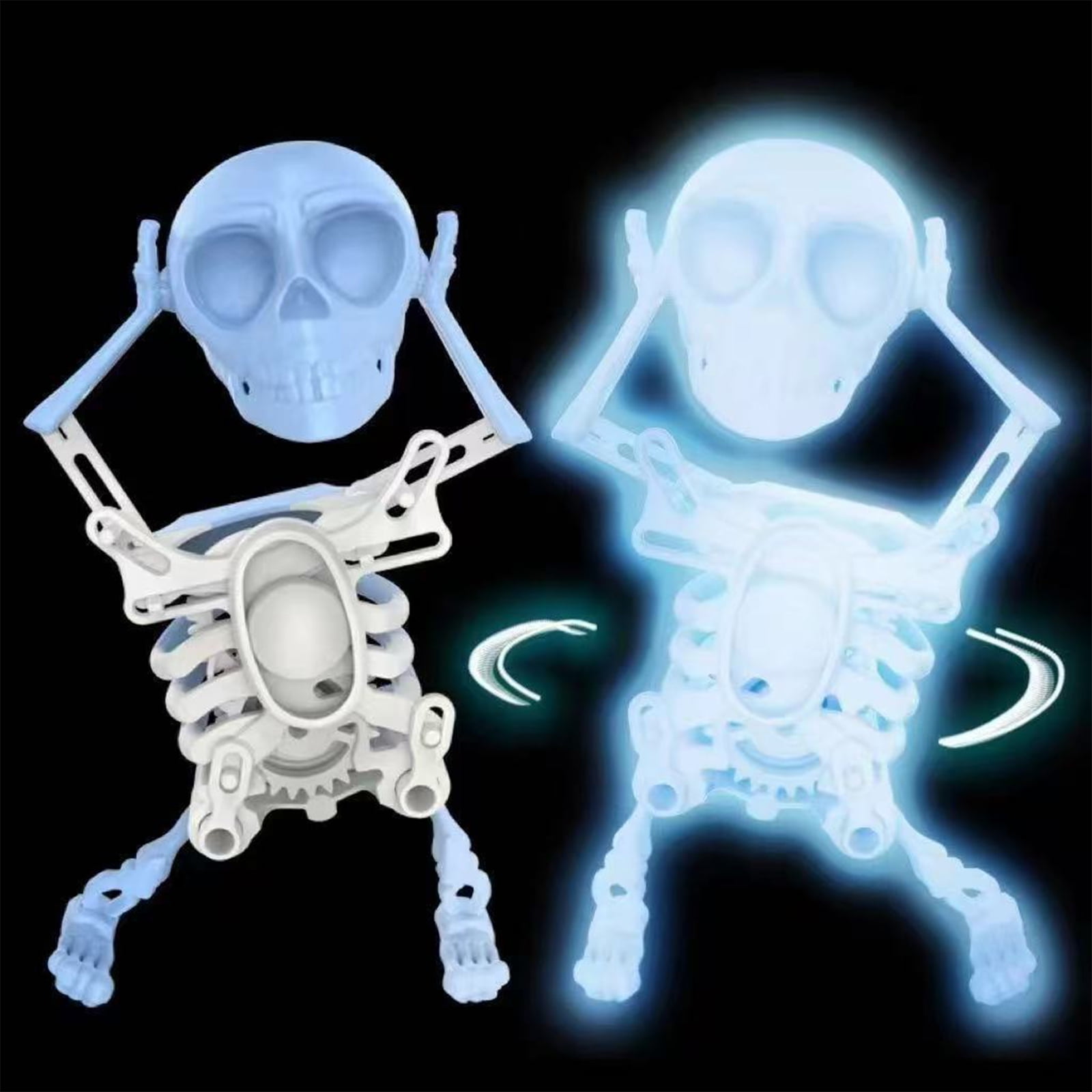 Dancing Swinging 3D Clockwork Skull Toy, Electric Halloween Skeleton ...