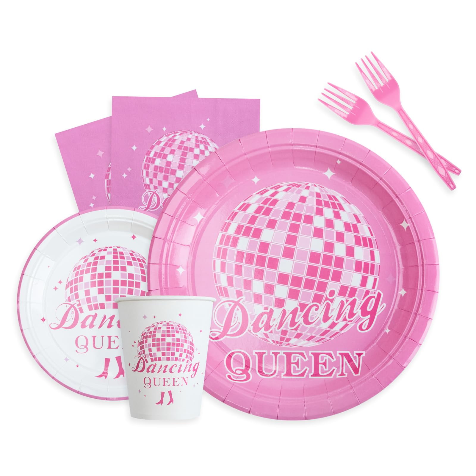 Dancing TMH1 Queen Party Decorations - Disco Themed Party Tableware Set ...