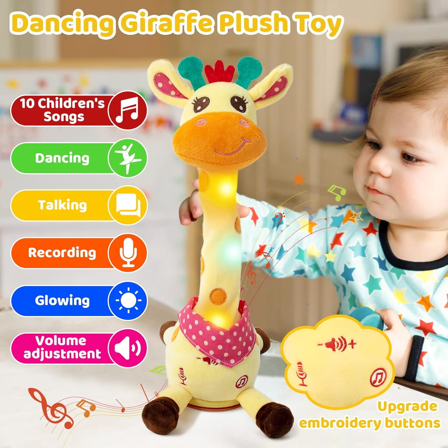 Singing Dancing Giraffe Plush Toy with Repeat Function, Interactive ...