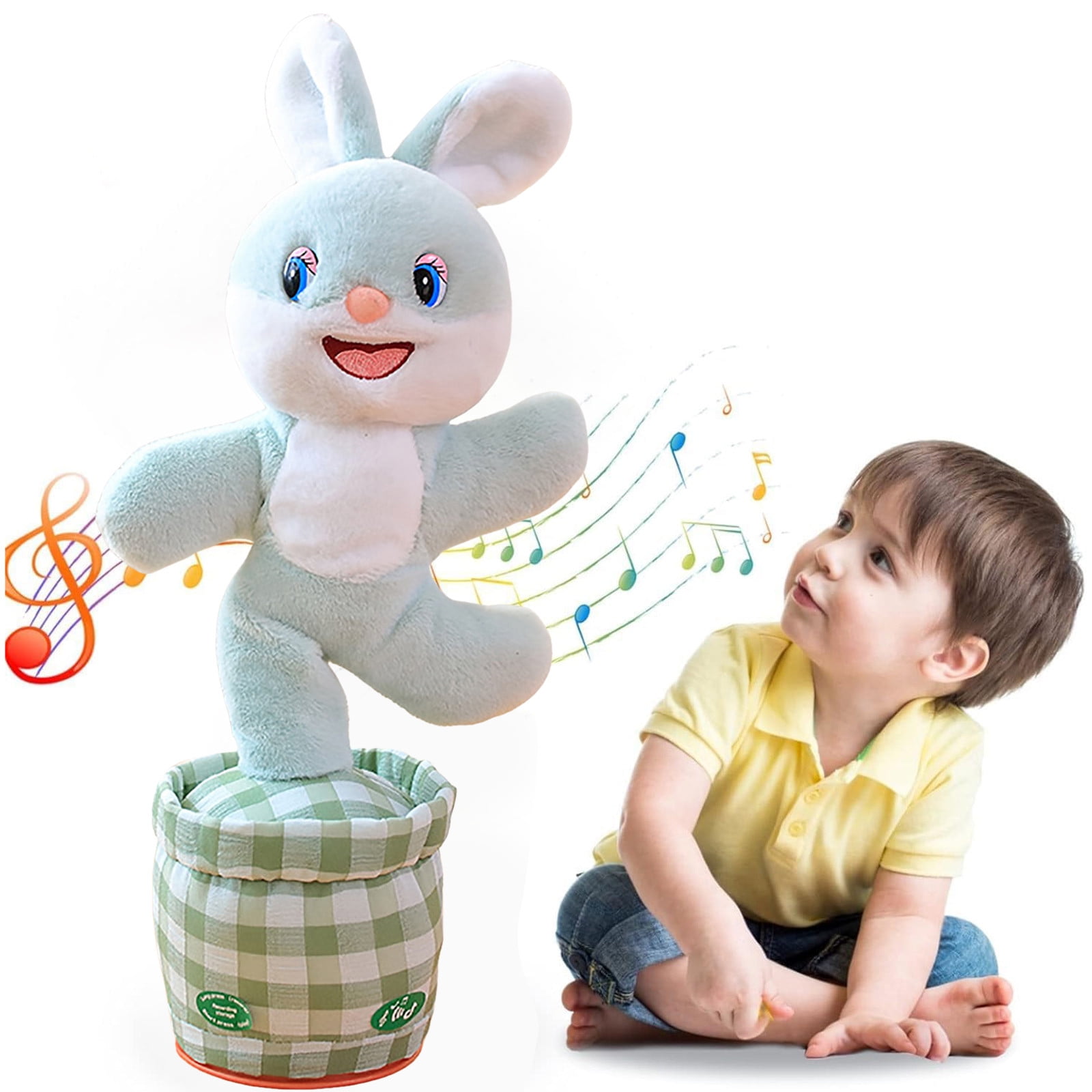 Dancing Talking Rabbit Mimicking Toy with LED Lights Talking Repeat ...