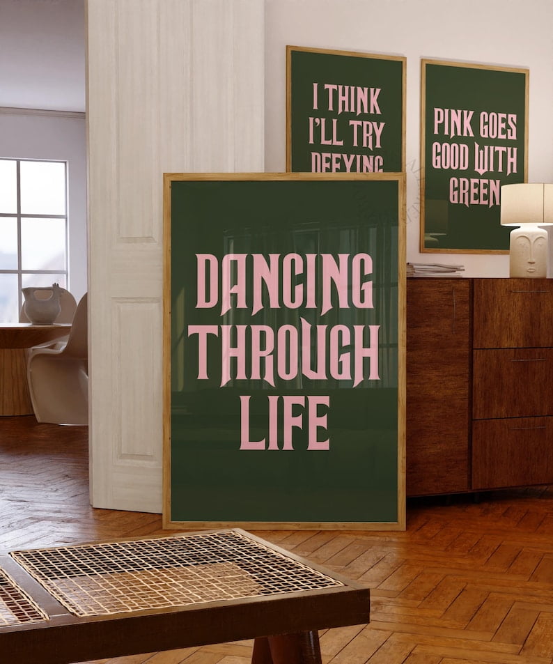 Dancing Through Life Print, Green Wicked Poster, Elphaba and Glinda ...