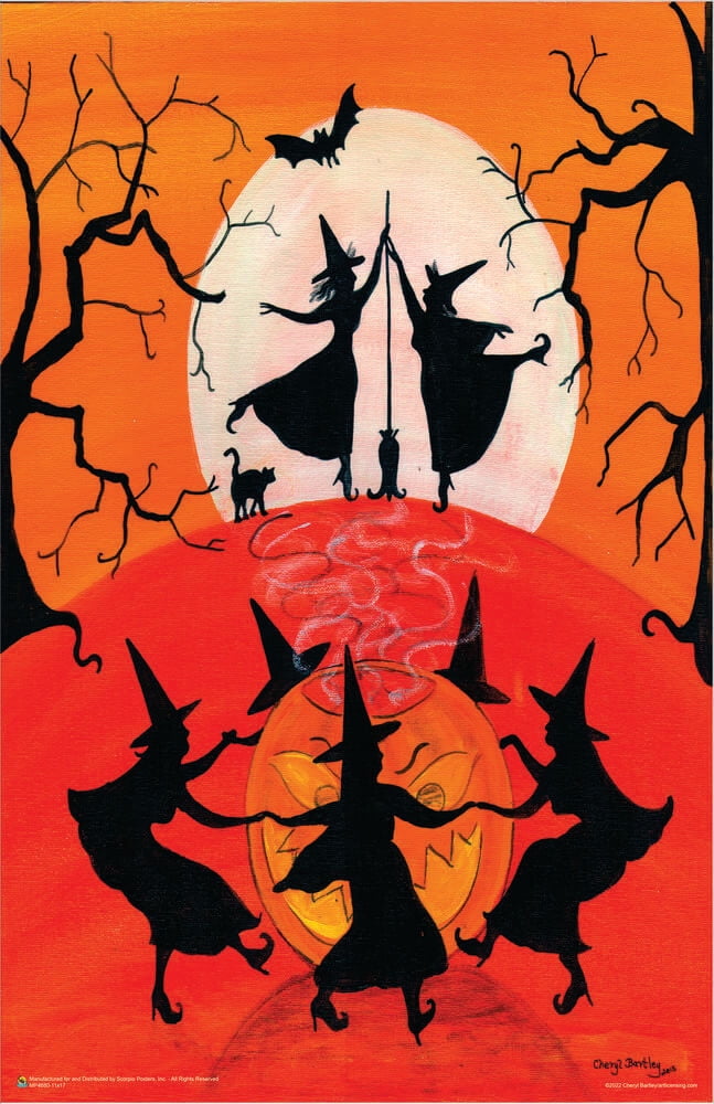 Dancing Witch Spell Party by Cheryl Bartley Mini Poster 11" x 17 ...