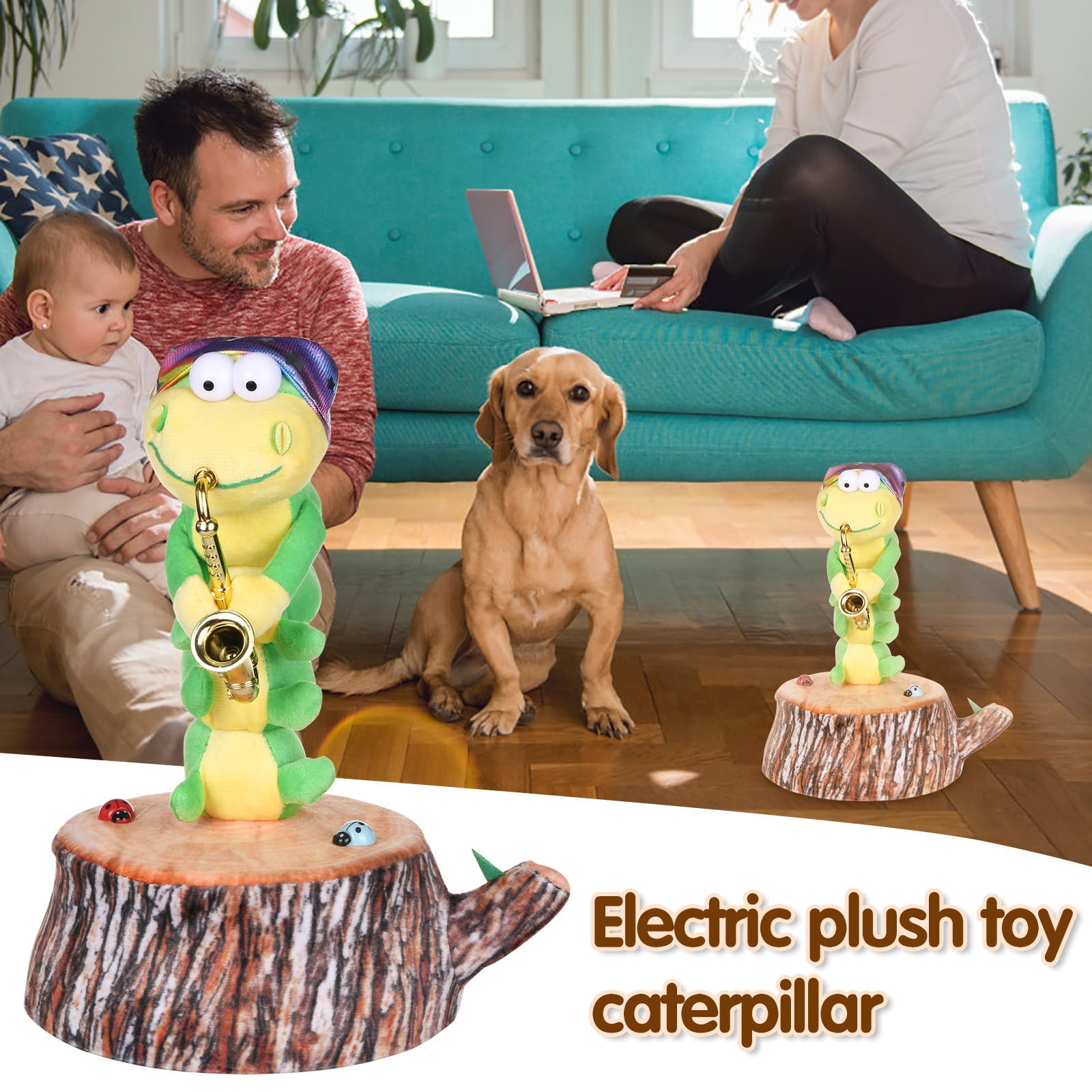 Dancing and Singing Caterpillar Plush Toy - Animated Soft Caterpillar ...