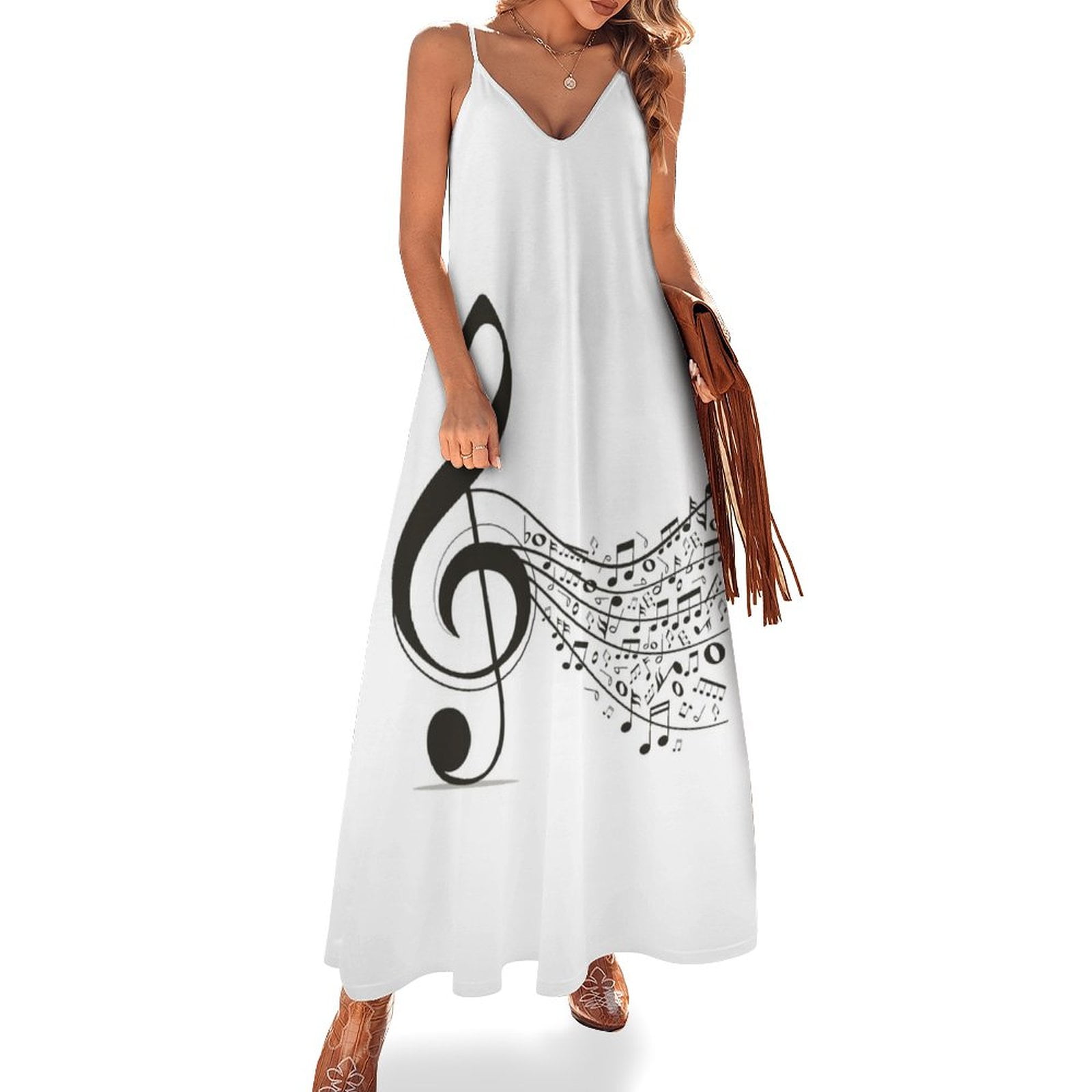 Dancing big treble clef music drawing Sleeveless Dress ceremony dresses ...