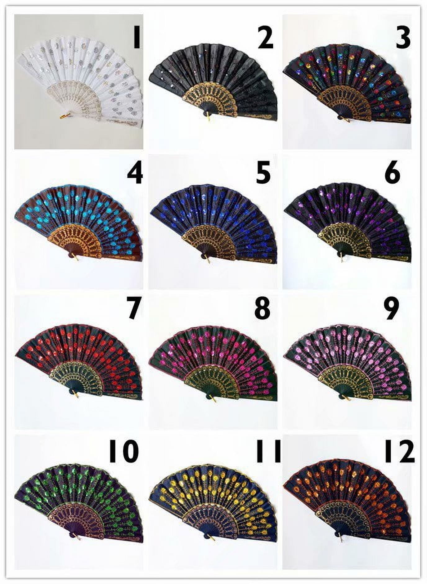 Sequin Folding Fan for Dance, Embroidered Fans with Wings, Spring Dance ...