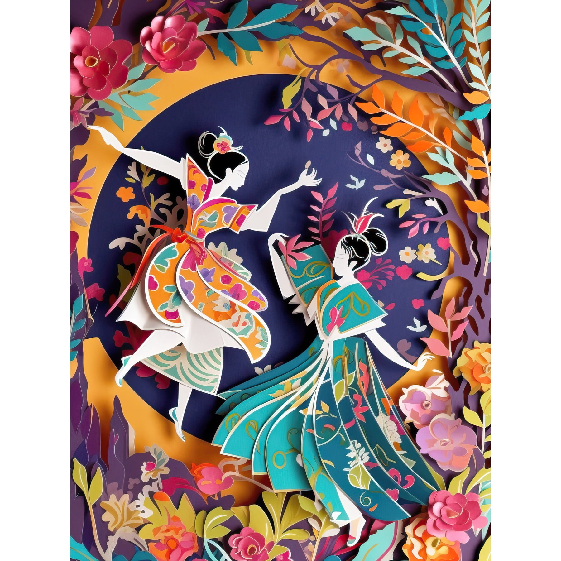 Dancing in a Forest Paper Kirigami Art Nouveau Extra Large XL Wall Art ...