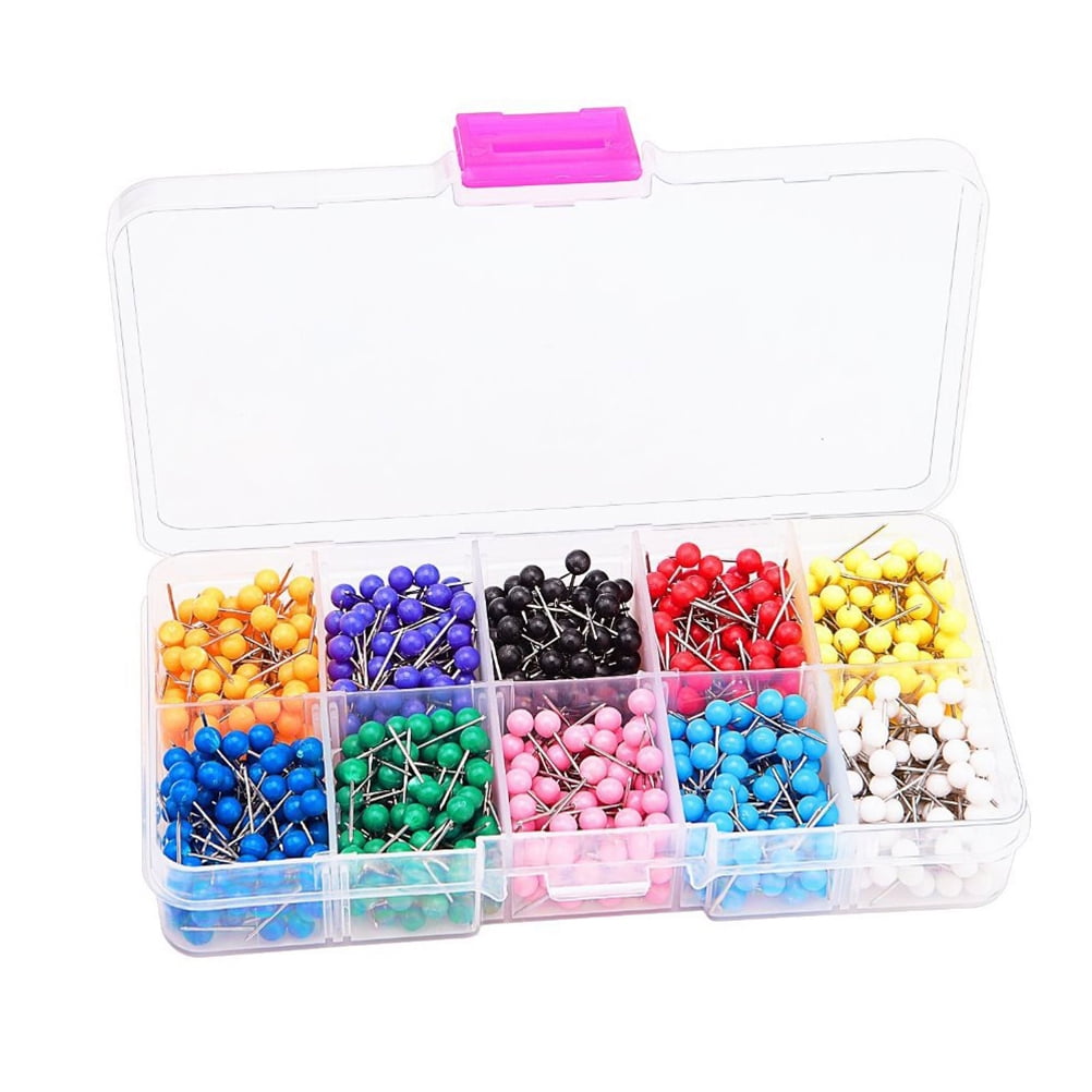 PINXOR Colorful Push Pin Set, Durable Plastic Thumbtacks for Maps ...