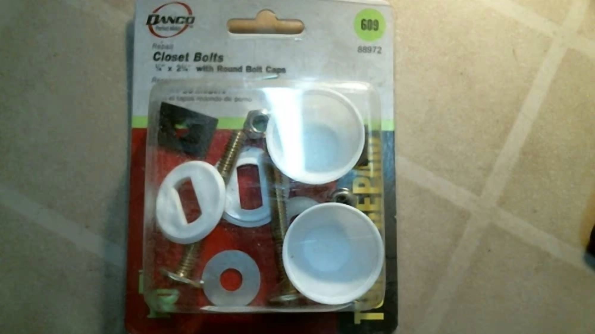 Danco 88972 Closet Bolts 1/4" X 2-1/4" W/Round Bolt Caps, Free Shipping ...