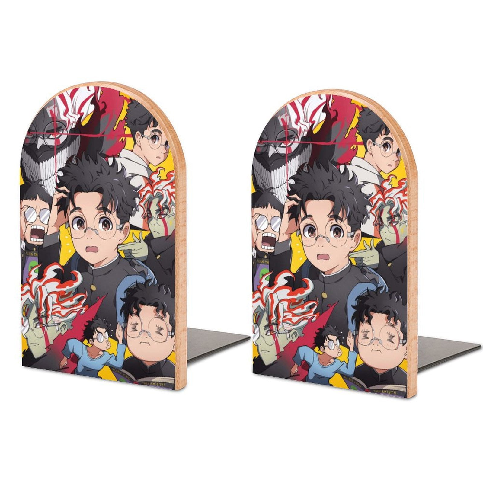 Dandadan Anime Bookends Wood Book Divider Decor Shelves Non-Skid Book ...