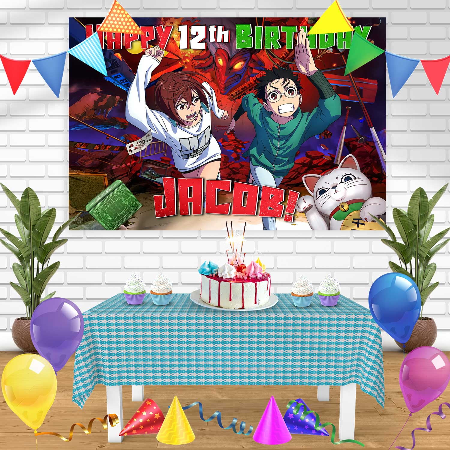 Dandadan Anime Ken, Momo Birthday Birthday Banner Personalized Party ...