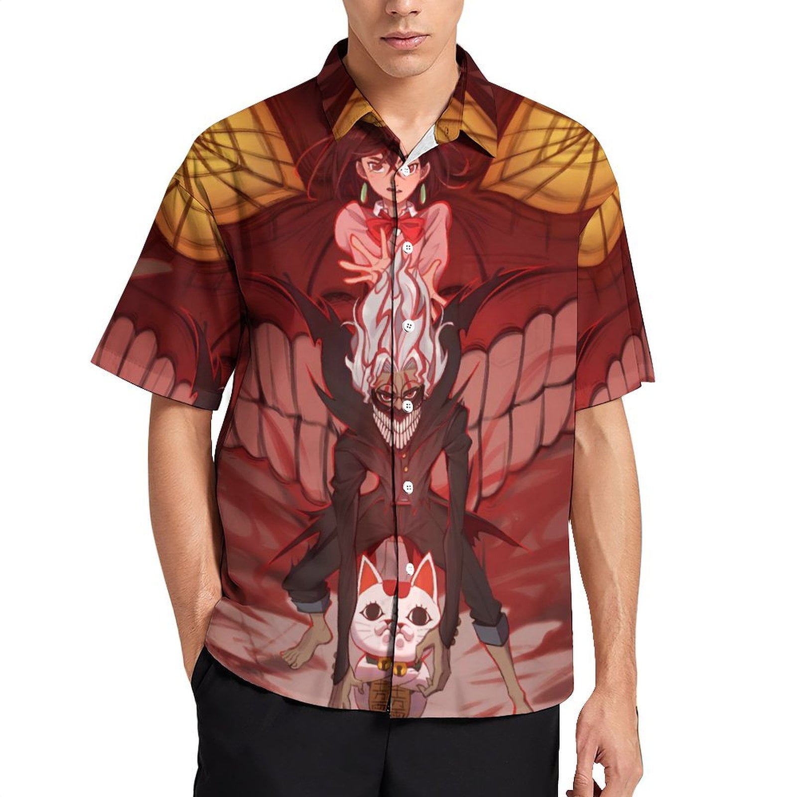 Dandadan Men's Button-Down Shirts Daily Casual Beach Hawaiian Summer ...