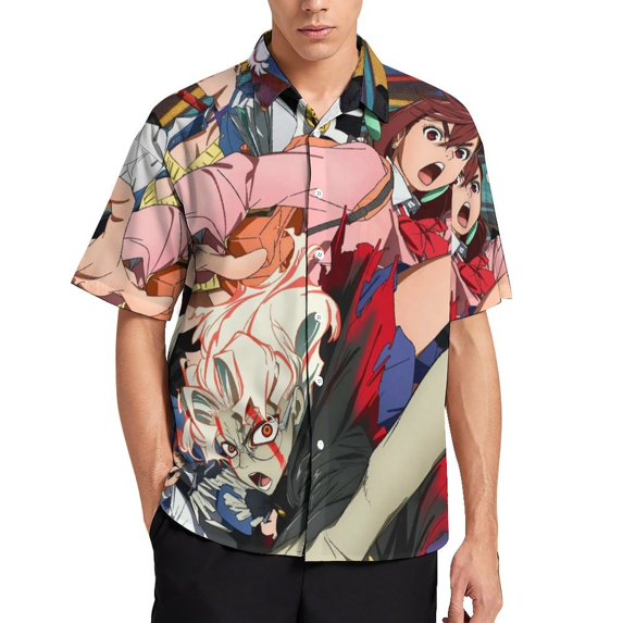 Dandadan Poster Men's Button-Down Shirts Daily Casual Beach Hawaiian ...