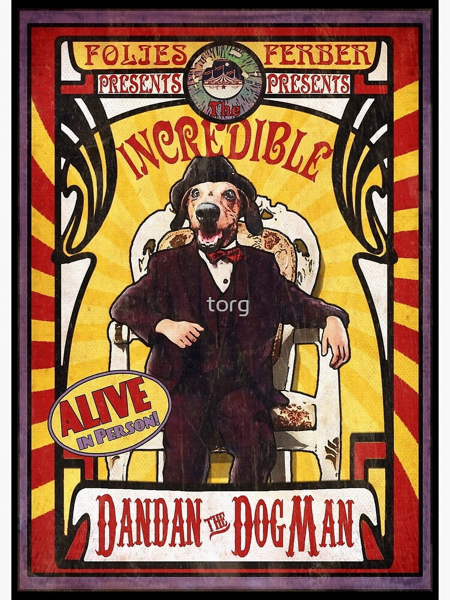 Dandan the Dog Man- Vintage Sideshow Poster Modern Art Decor Unframe ...