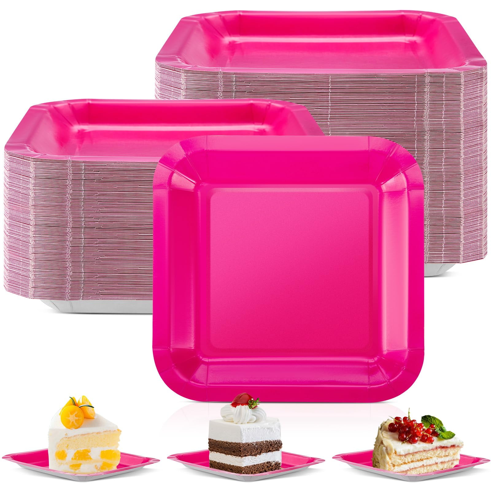 Dandat 100 Pack 7 Inch Paper AFN1Square Plates Disposable Cake Plates ...