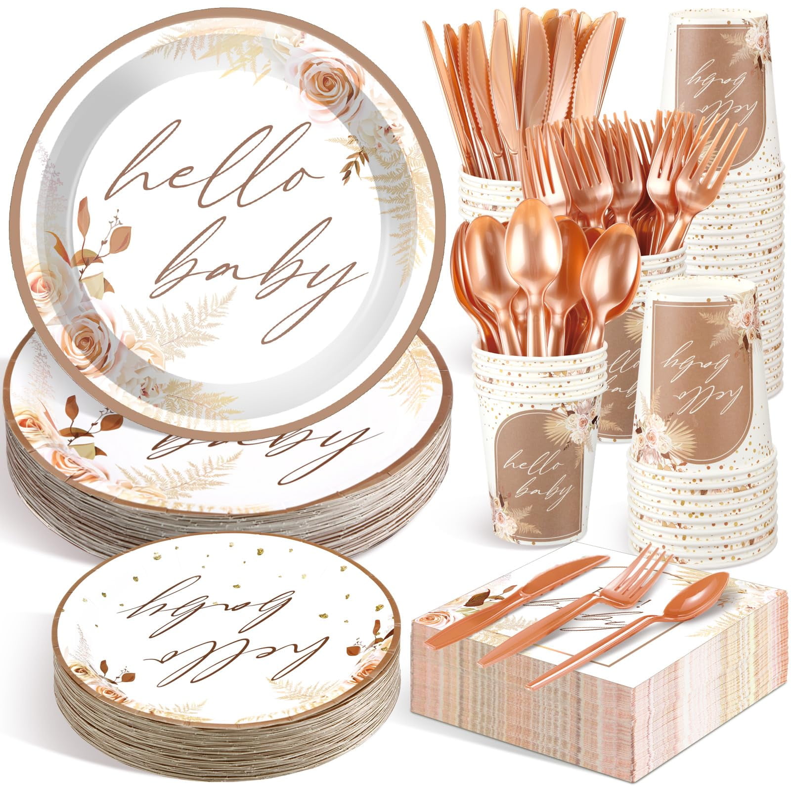 Dandat 350 Pcs Baby Shower Plates BSL1 Set Baby Shower Party Supplies ...