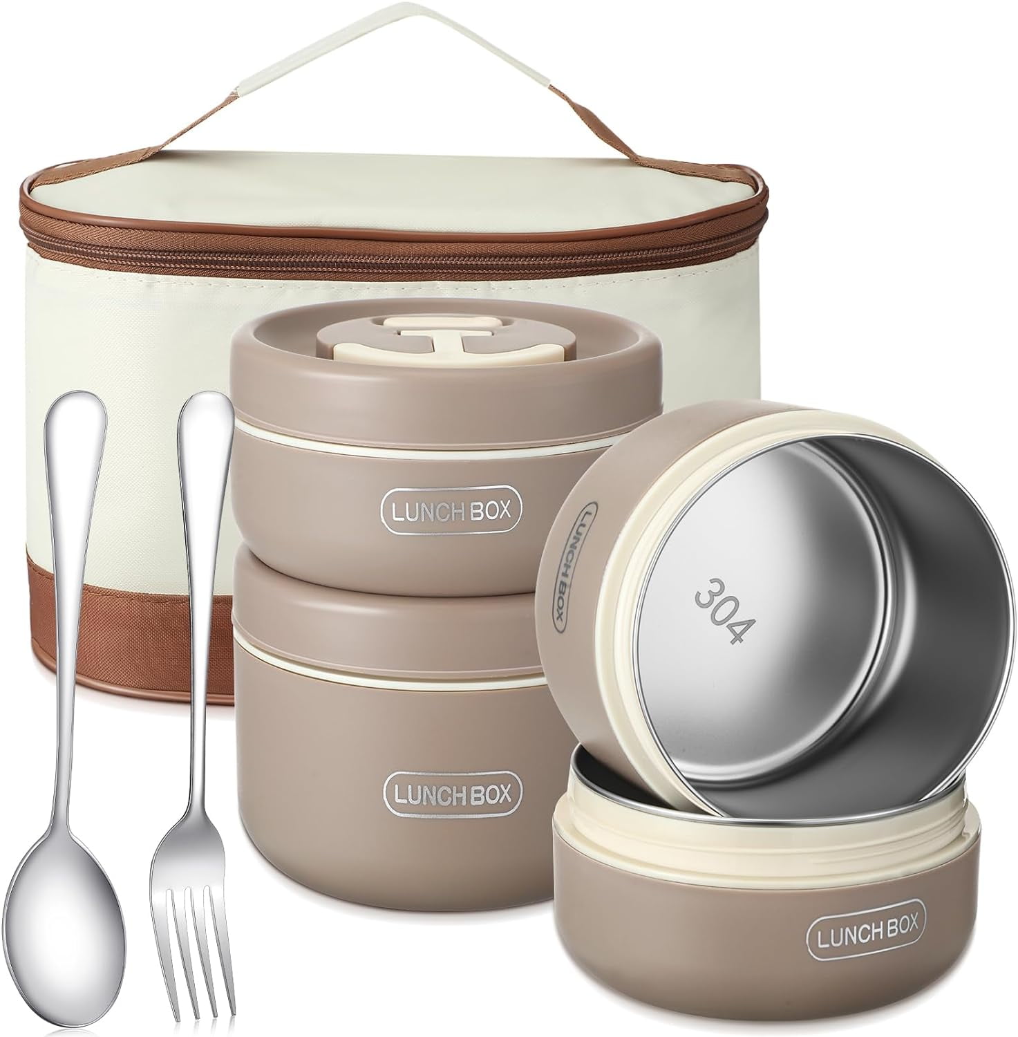 Dandat 4 Pcs Insulated Bento Box Portable Stainless Steel Food ...