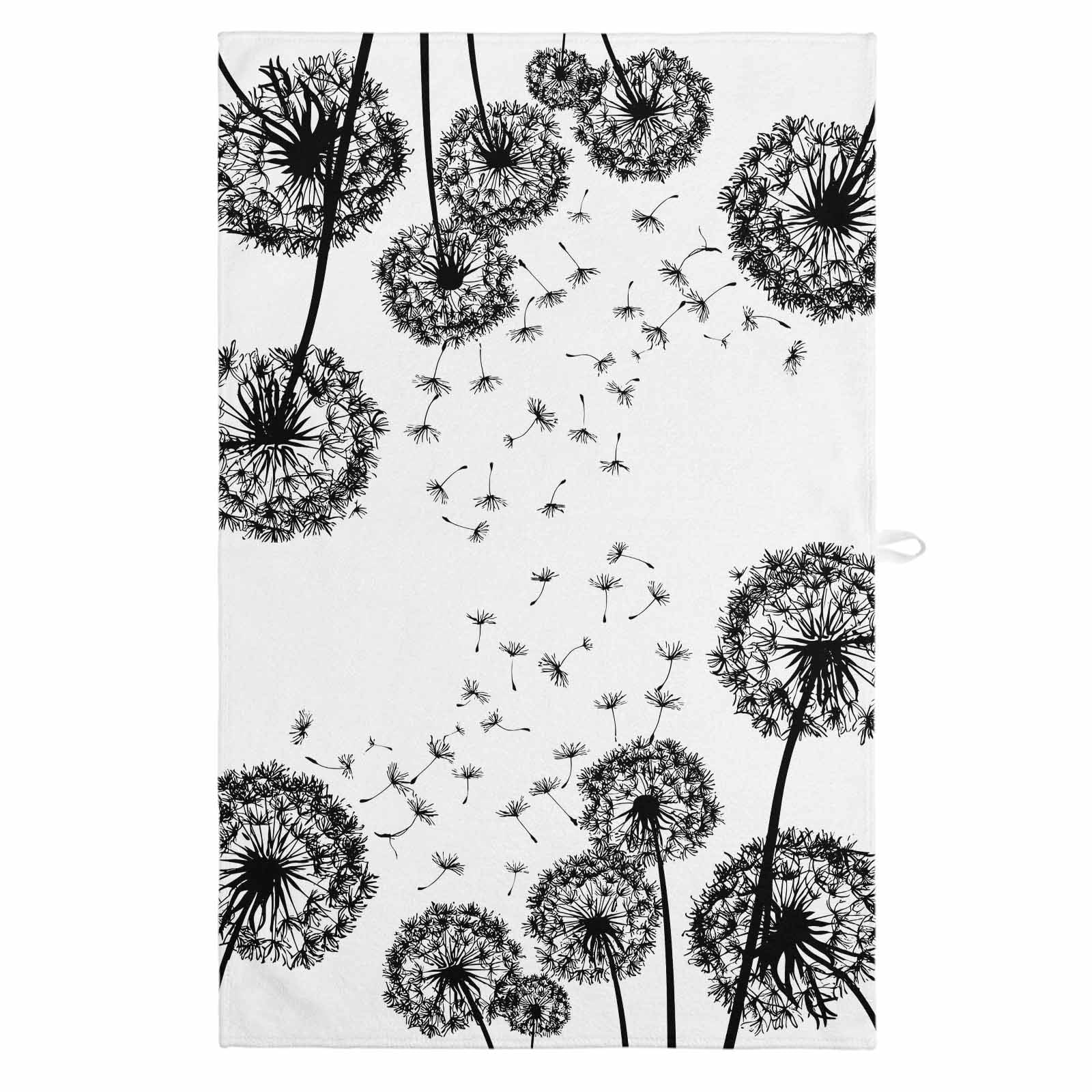 Dandelion 1 Pack Kitchen Towel, Water Absorbent Dish Towel, Black White ...