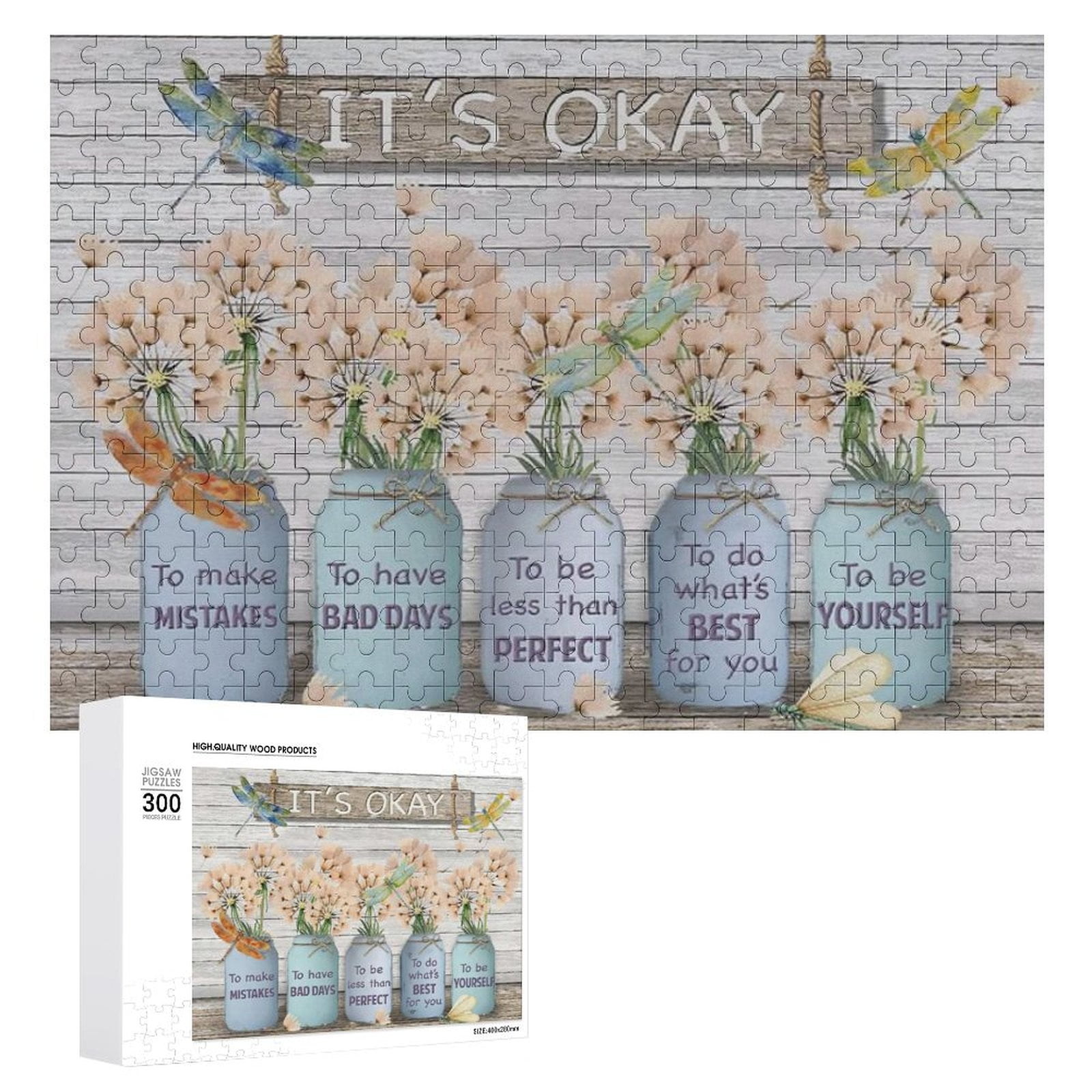 Dandelion 300 Piece Jigsaw Puzzles for Adults - It's Okay Dragonfly ...