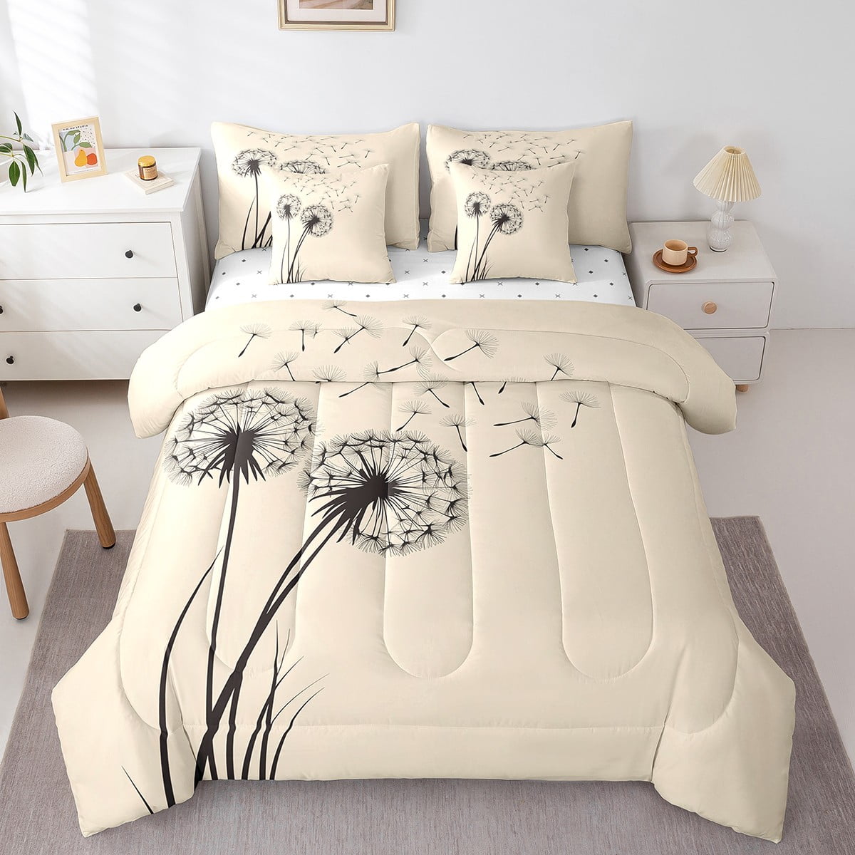 Dandelion 7 Piece Comforter Set Full Bed In A Bag,Abstract Dandelion ...