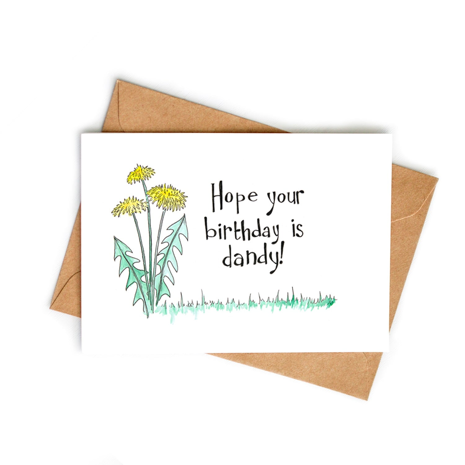 Dandelion Birthday Card – “Hope Your Birthday is Dandy!” – Blank Inside ...