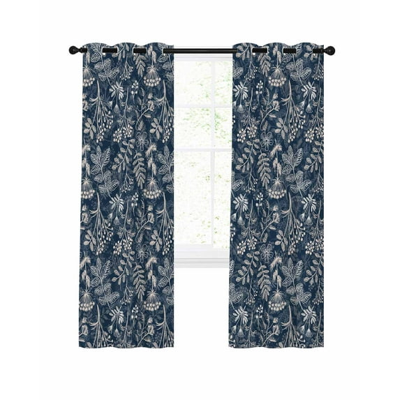 Dandelion Blackout Curtains 72 Inches Long for Bedroom, Navy Blue ...