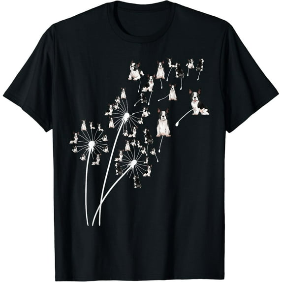 Dandelion Boston Terrier Flower, Floral Bostie Tree T-Shirt - Walmart.com