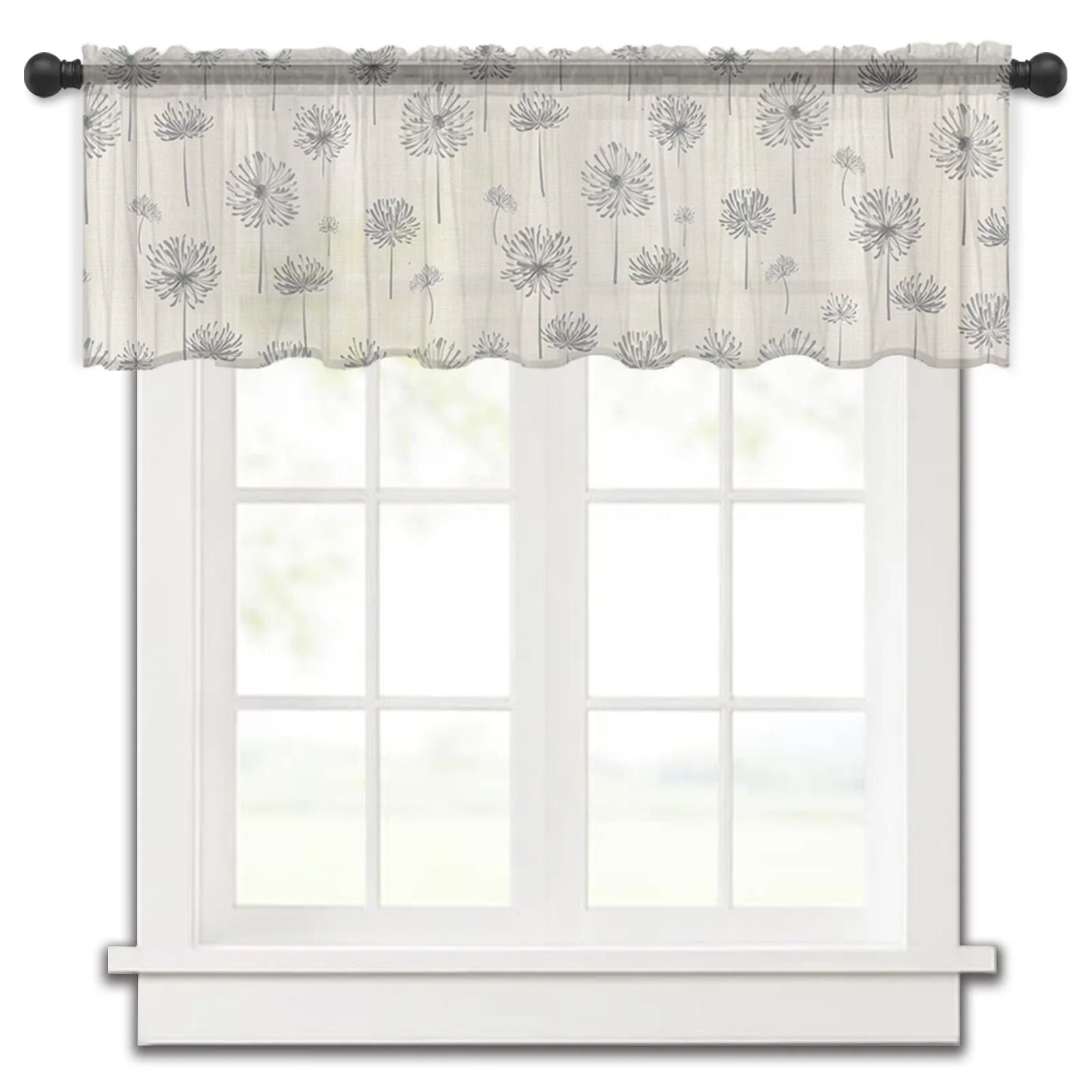 Dandelion Butterfly Black White Short Tulle Curtains Bedroom Voile ...