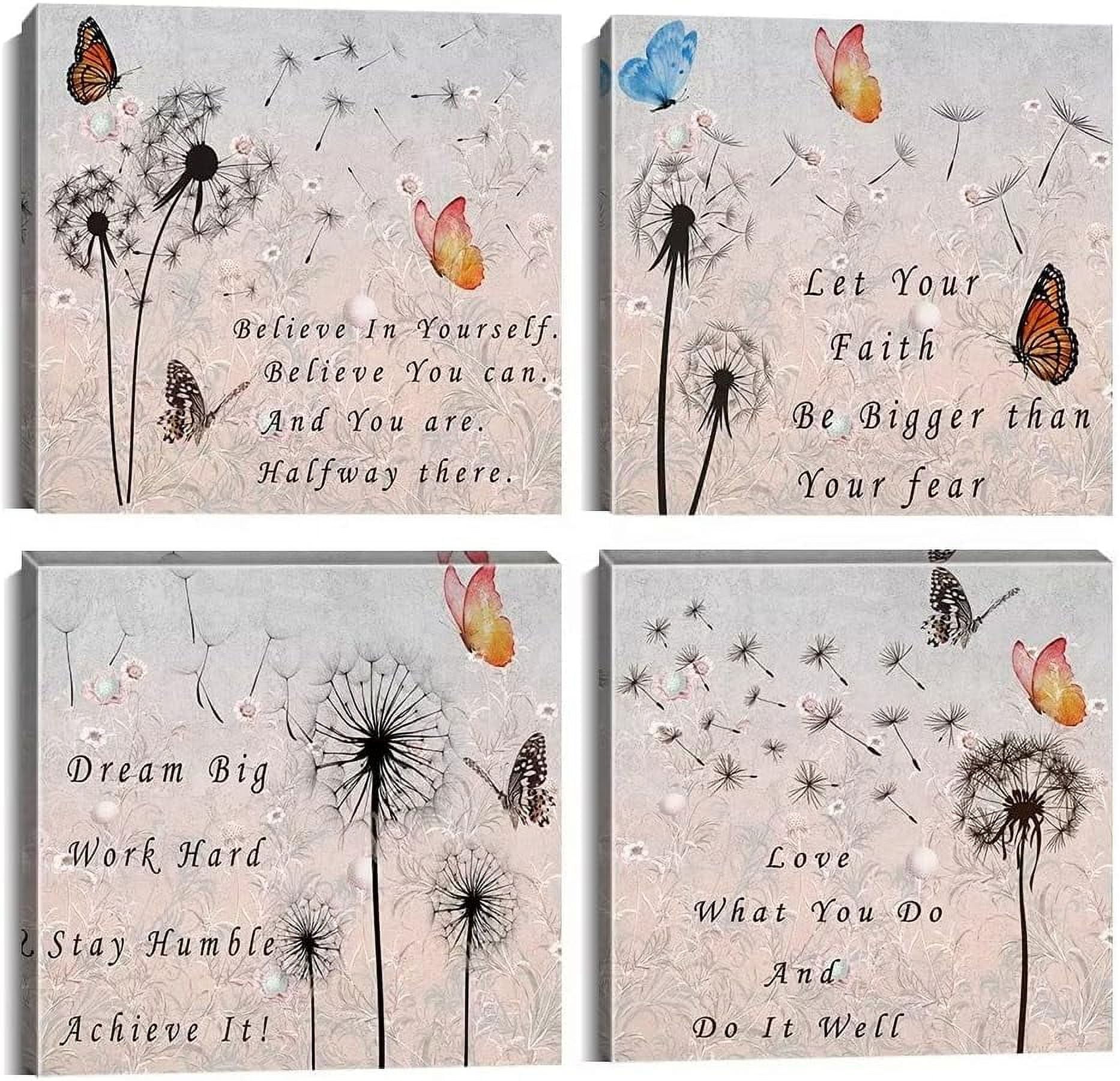 Dandelion and Butterfly Wall Art Inspirational Canvas Prints Colorful ...