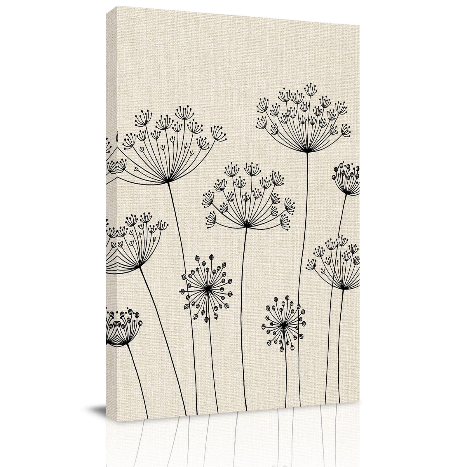 Dandelion Canvas Wall Art for Living Room, Spring Black Dandelion ...