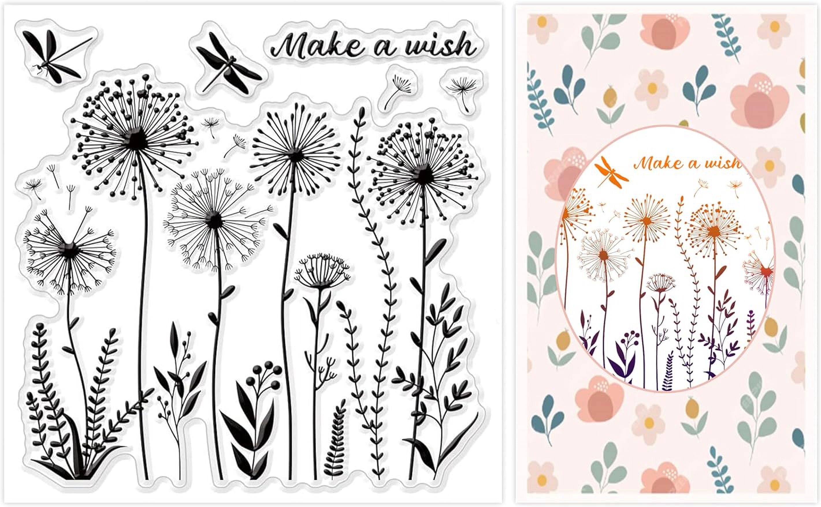 Dandelion Clear Stamps Dragonfly Silicone Stamps Plants Rubber Stamps ...