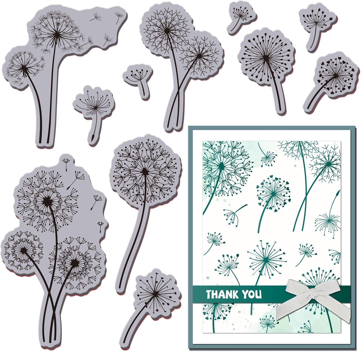 Dandelion Cling Rubber Stamp Flower EVA Cling Mount Script Stamps ...